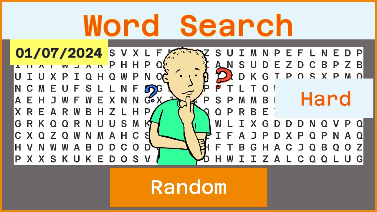 Word Search Hard - Random - 01/07/2024 - YouTube