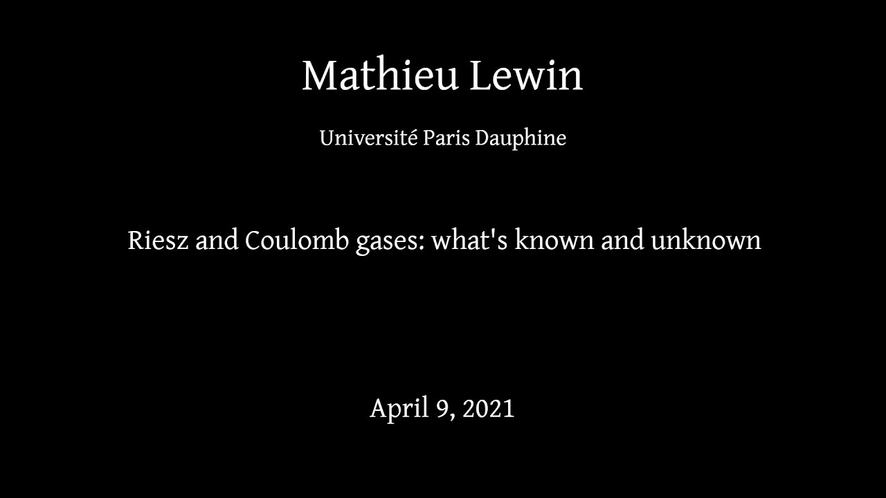 Mathieu Lewin -- Mini-course: Riesz and Coulomb gases: what's known and ...
