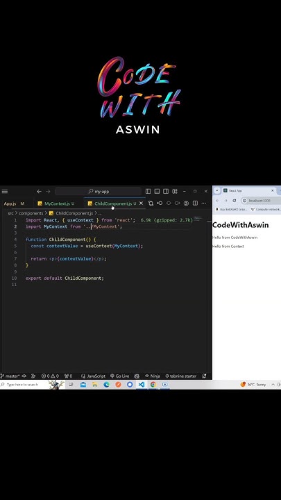 Quick Insights into React useContext 🌟🔗 #shorts #ytshorts #codewithaswin #reactjs #react #coding ...