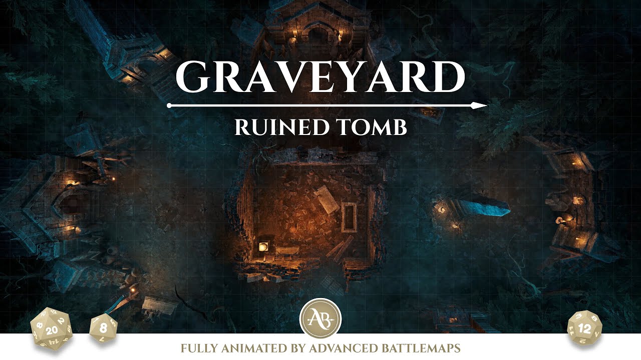 D&D | Pathfinder | Graveyard - Ruined Tomb | Animated Battle Maps ...