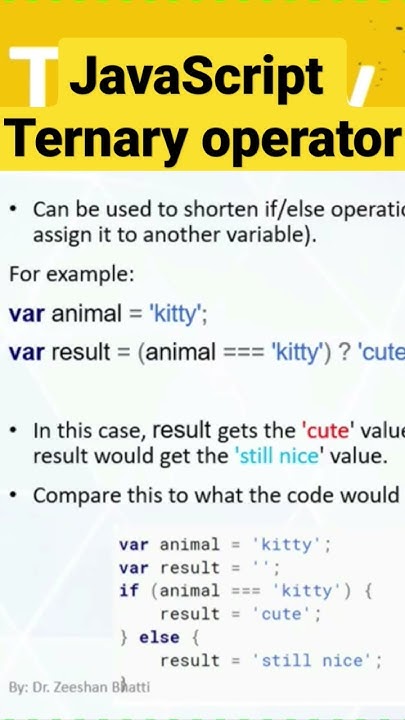 Ternary Operators In Javascript Javascript Coding Zeeshanacademy Inspirational Youtube