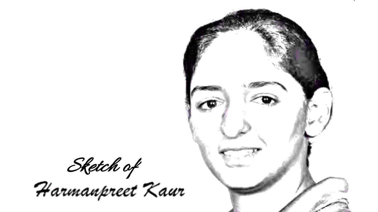 Sketch drawing of Harmanpreet kaur / Very easy and simple pencil ...
