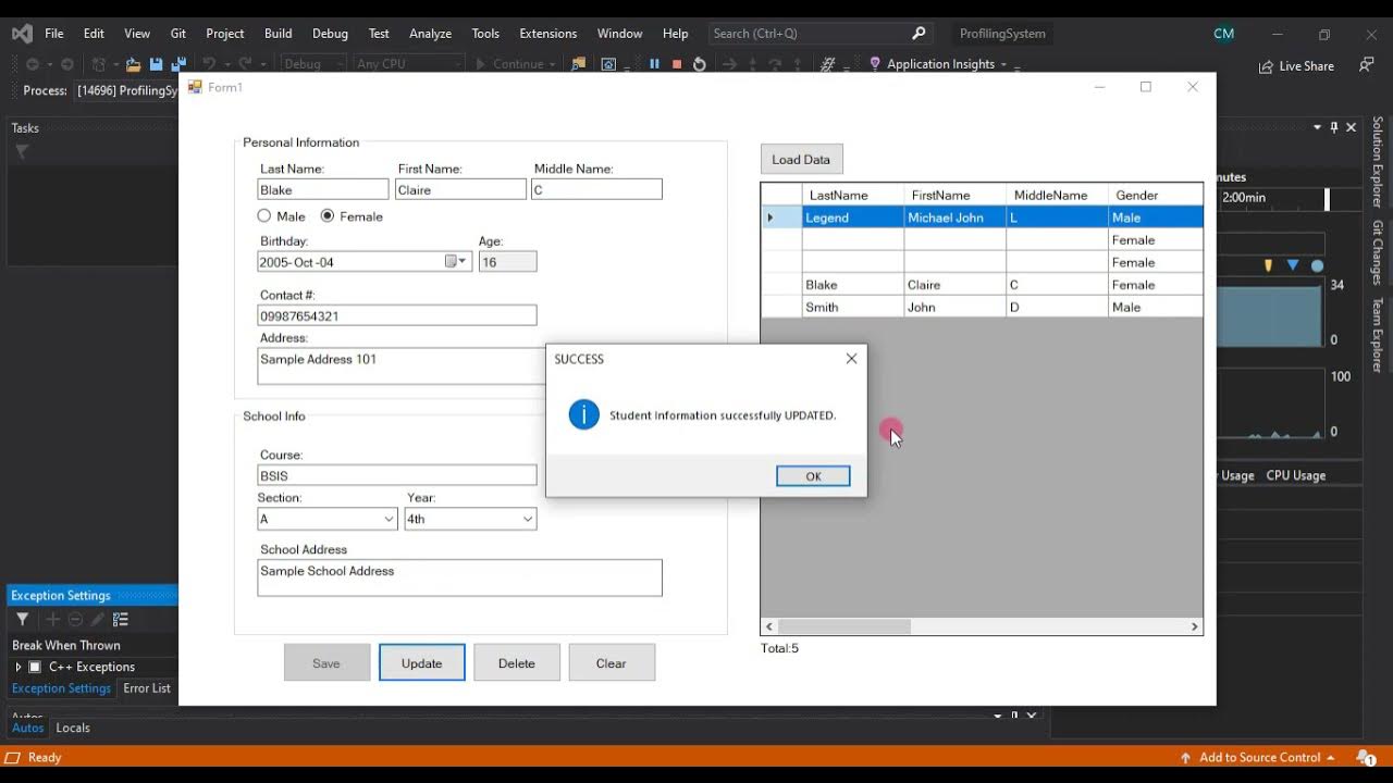 Basic CRUD Operation in Profiling System in VB NET Demo - YouTube
