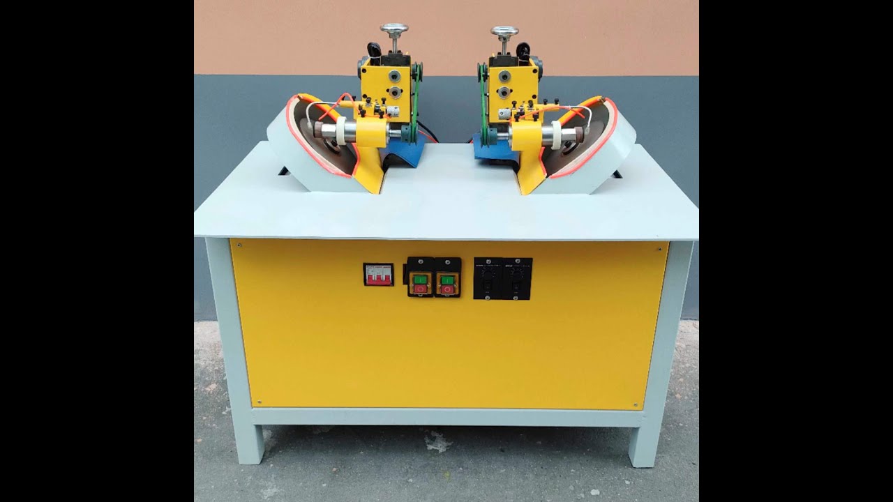 Small round shape glass chamfering machine - YouTube