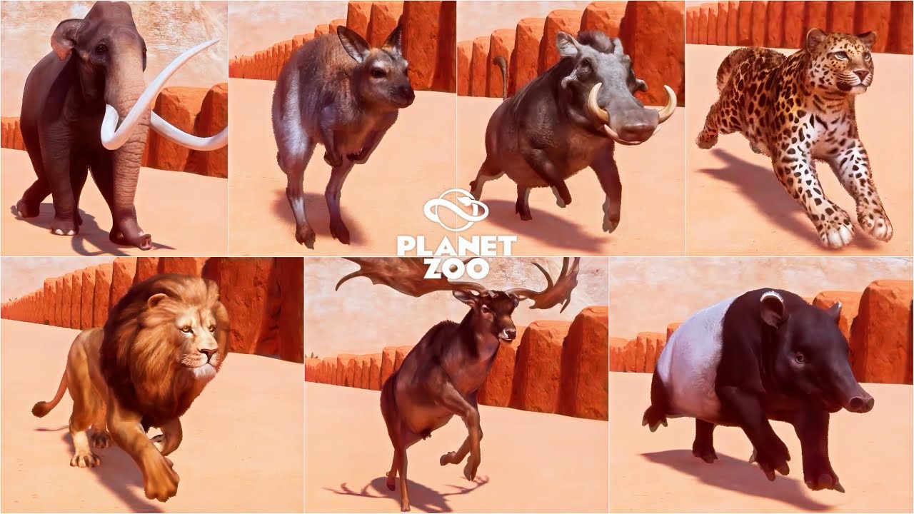 Planet Zoo Animals Race - Mammoth, Warthog, Hyena, Indian Wolf, Grizzly ...