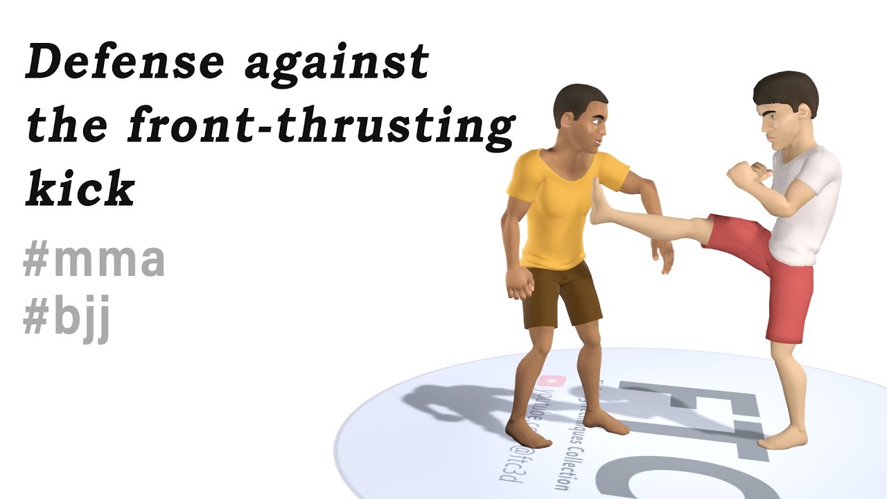 Kick protection 1. Defense against the front thrusting kick. Techniques ...