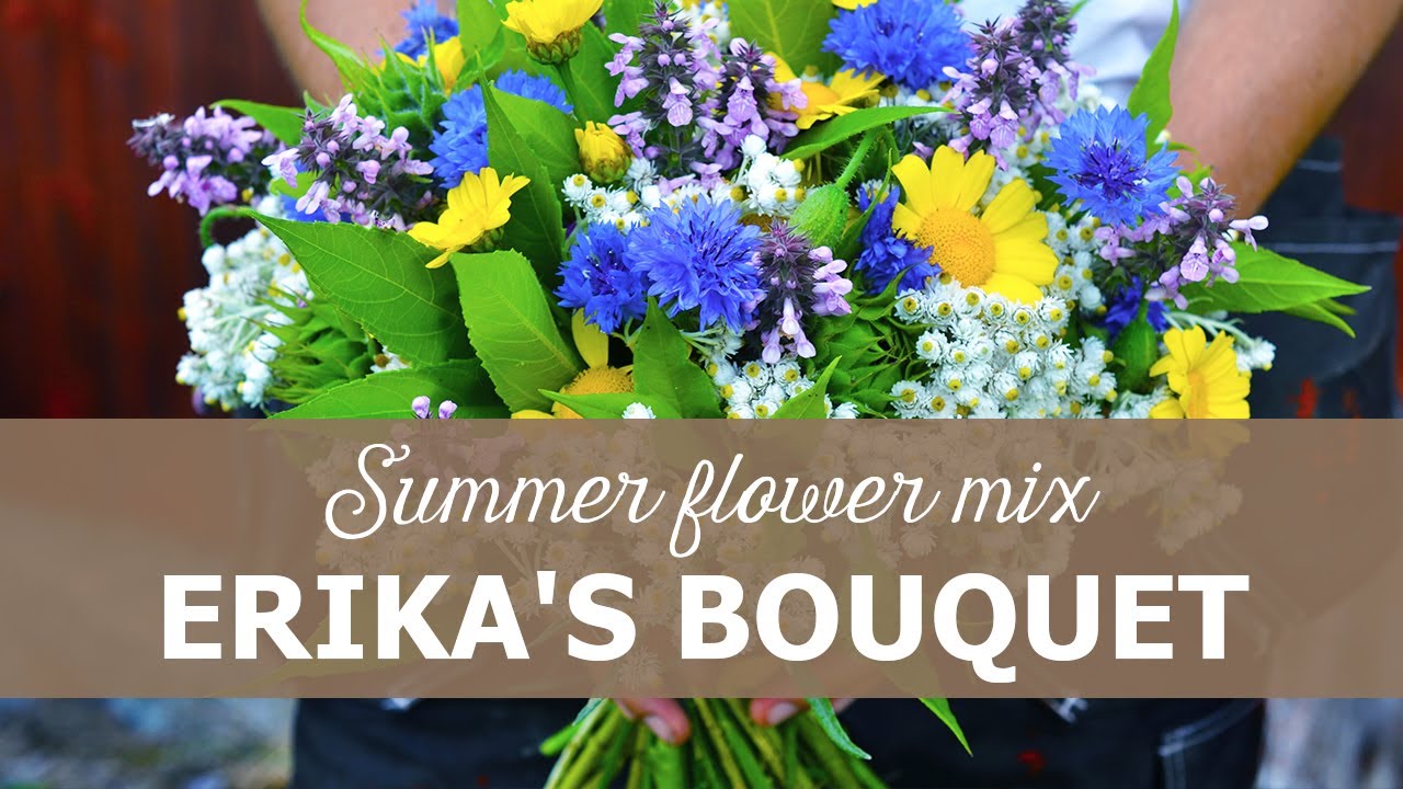 Making a bouquet from a flower mix in Erika's garden - YouTube