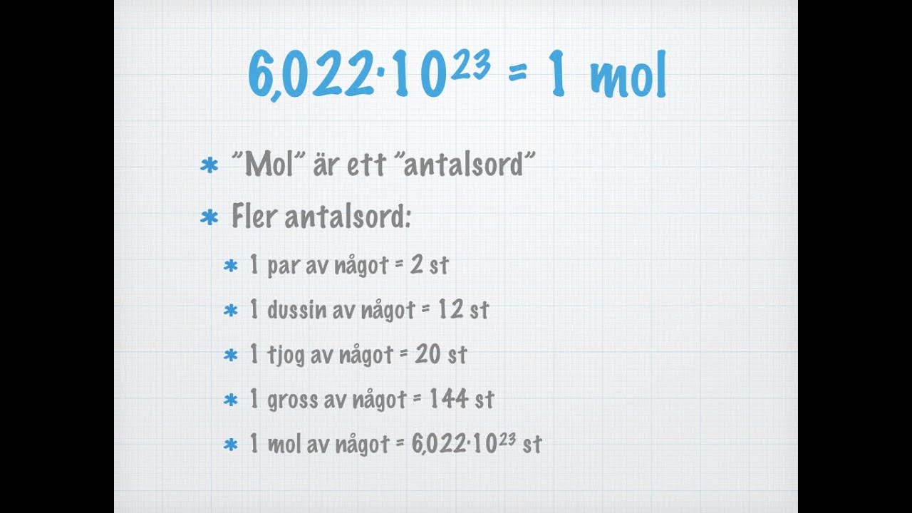 Substansmängd, molmassa, massa (gammal) - YouTube