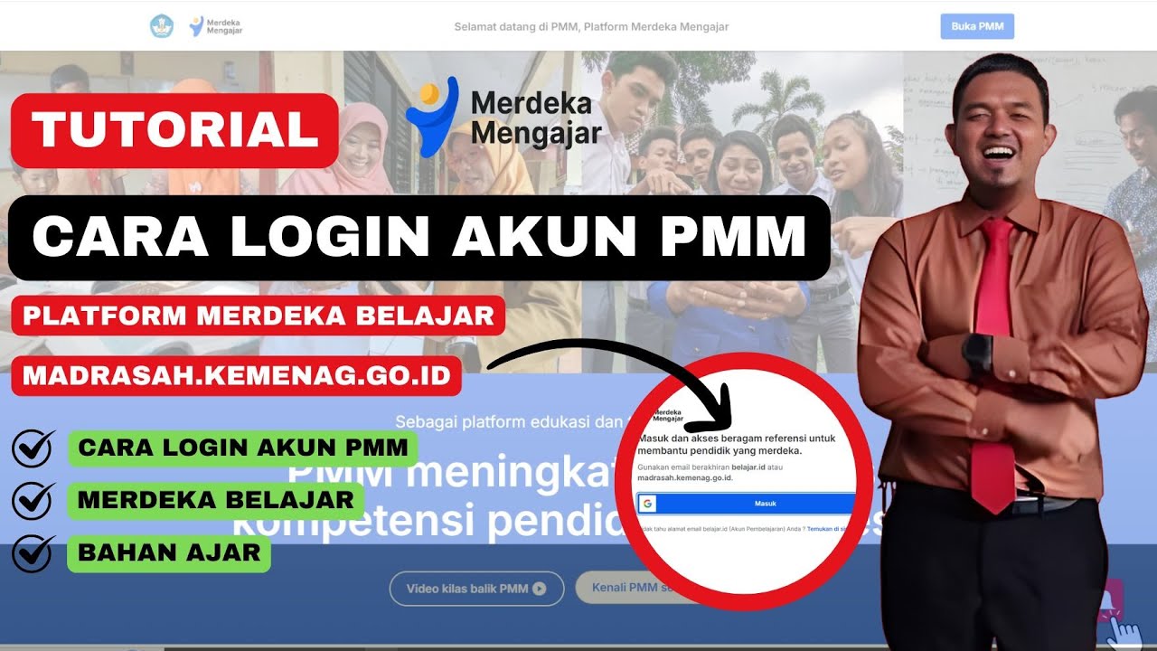 Cara login Akun PMM menggunakan Akun Madrasah Kemenag 2024 - YouTube
