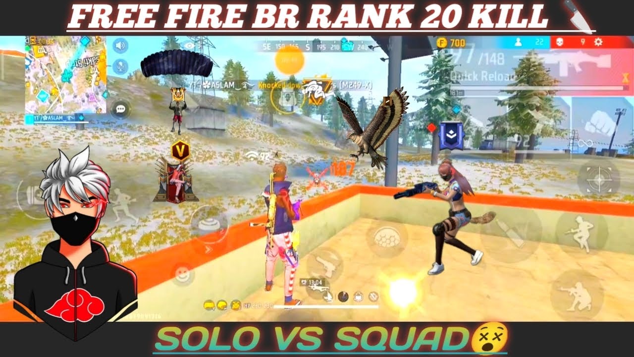 free fire solo vs squad br rank || 1 vs 4 free fire || freefire grandmaster player || ff master ...