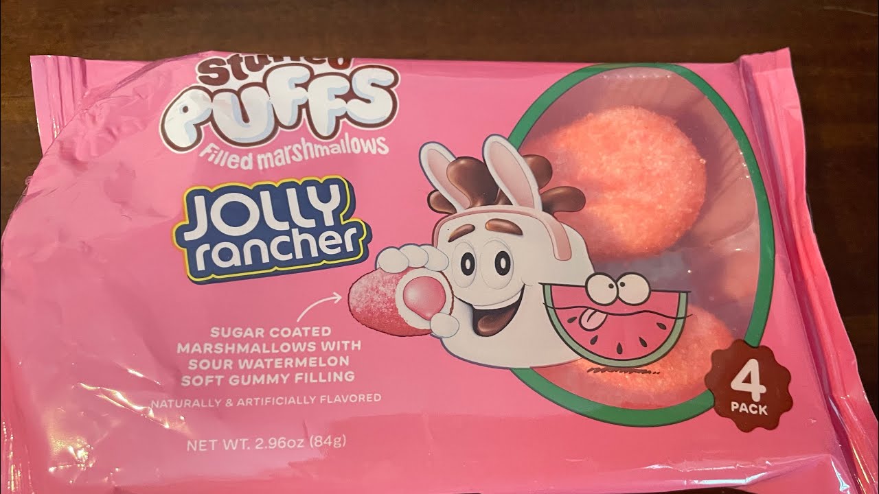 Stuffed Puffed Watermelon jolly rancher flavor - YouTube