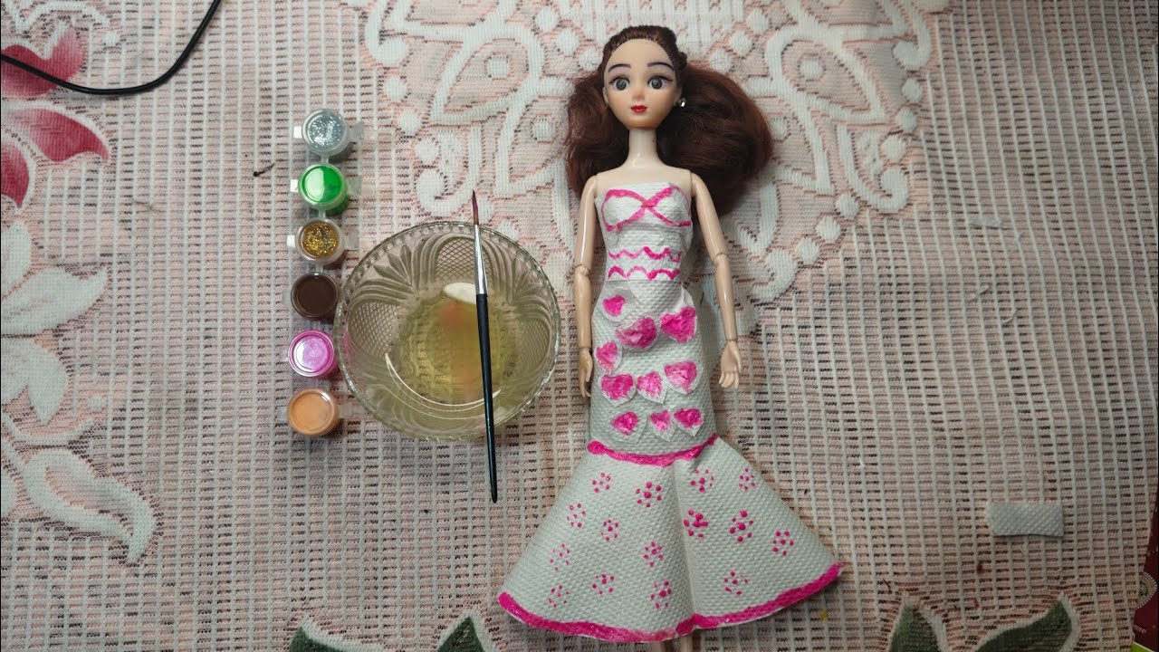 How to make Barbie dress with tissue paper|Diy tissue paper Barbie ...