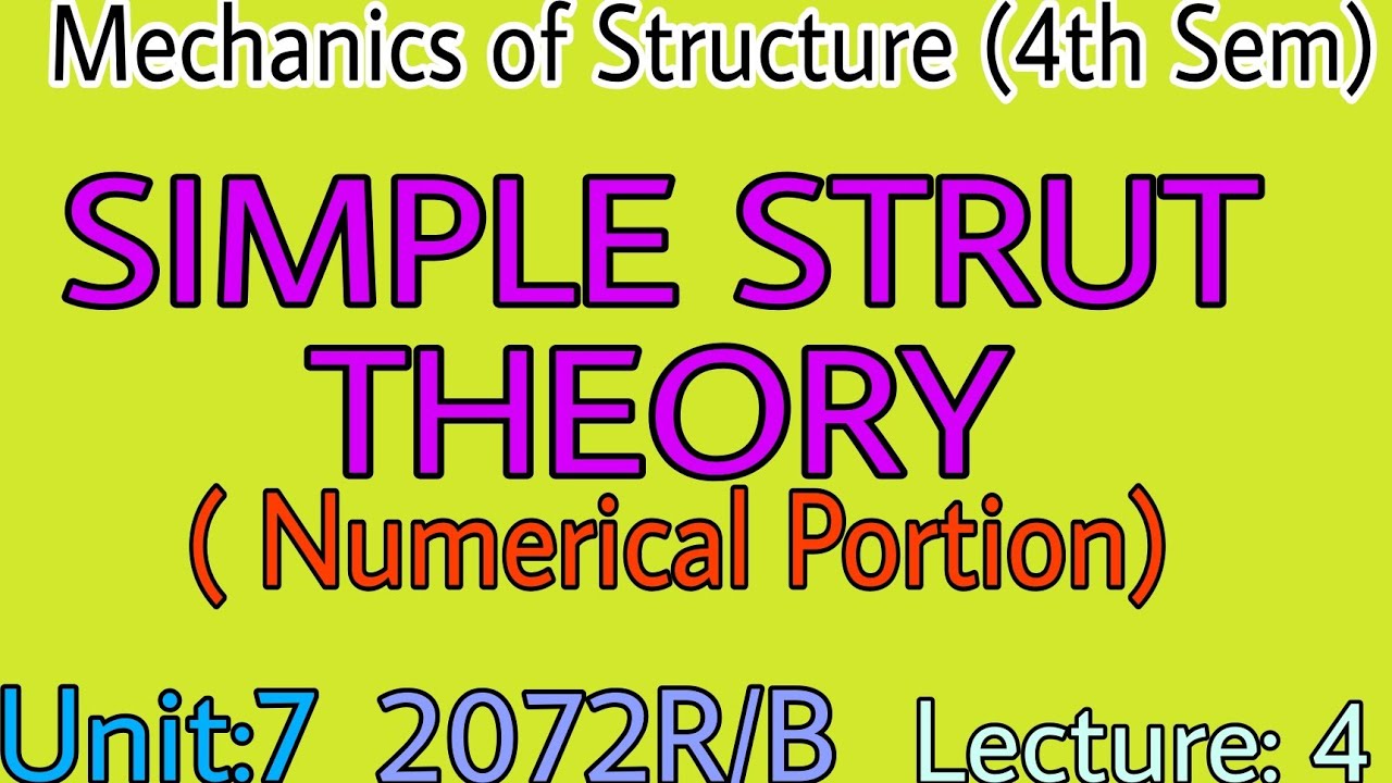 Lecture:4| Simple Strut Theory | Unit:7 | Mechanics of Structure ...