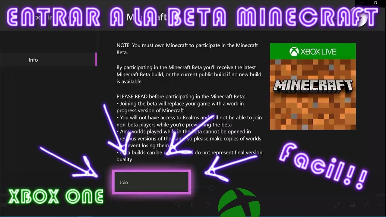 COMO ENTRAR A LA BETA EN MINECRAFT BEDROCK | XBOX ONE, WINDOWS 10 ...