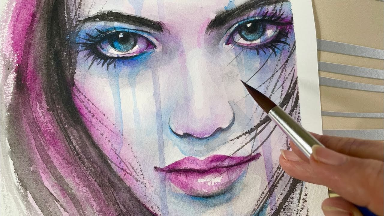 PORTRAIT WITH DRIPS Watercolour Painting - YouTube