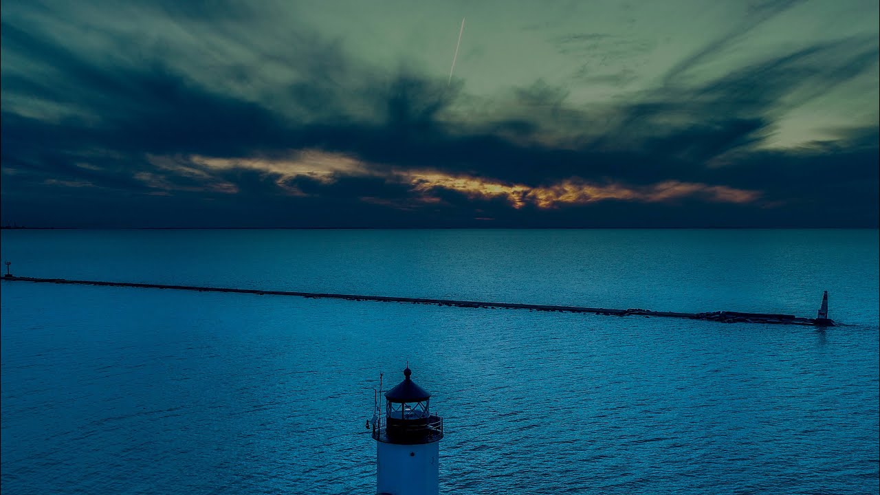 Waiting On Northern Lights Drone Footage Of Lake Michigan Lighthouse ...