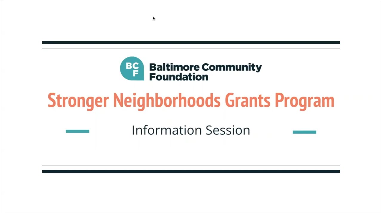Stronger Neighborhoods Grants Program - YouTube