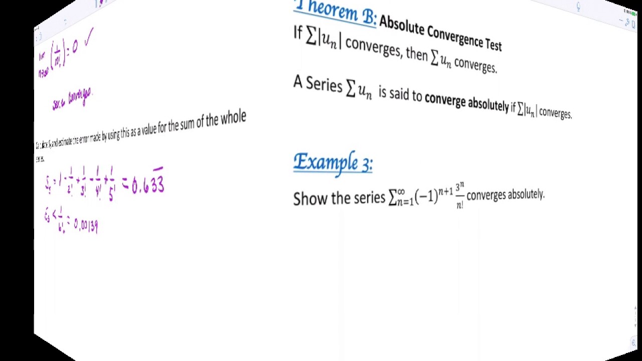 Alternating Series. Absolute Convergence, and Conditional Convergence ...