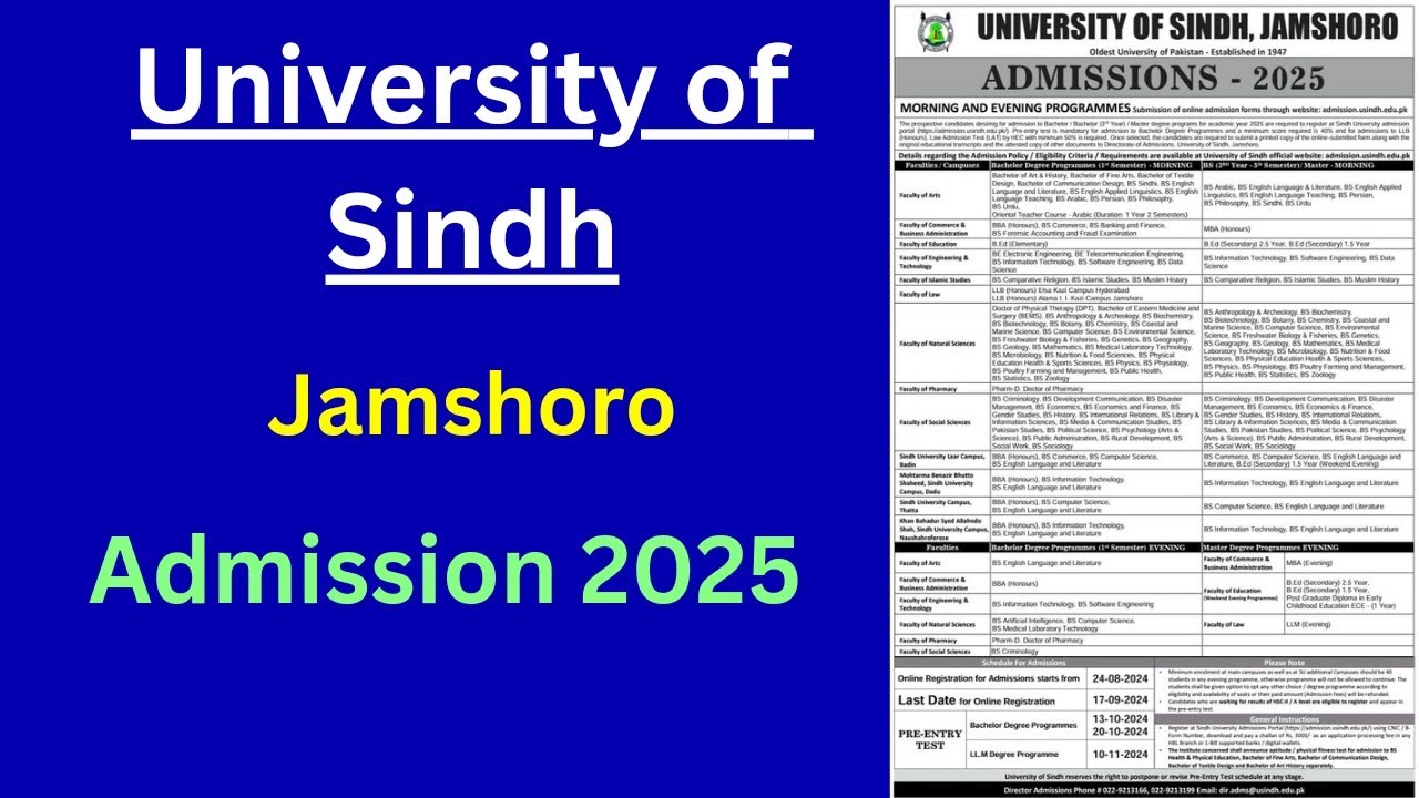university of sindh jamshoro admissions 2025 sindh university jamshoro ...