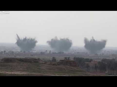 Coalition airstrike on ISIS positions in Baguz, February 2019