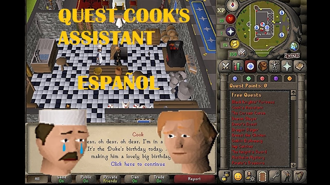 TUTORIAL QUEST COOK'S ASSISTANT RUNESCAPE OSRS ESPAÑOL - YouTube