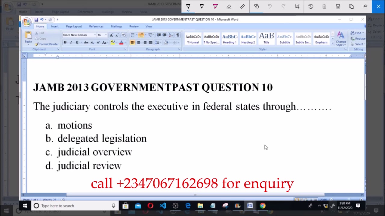 JAMB GOVERNMENT PAST QUESTION 10 JUDICIARY - YouTube