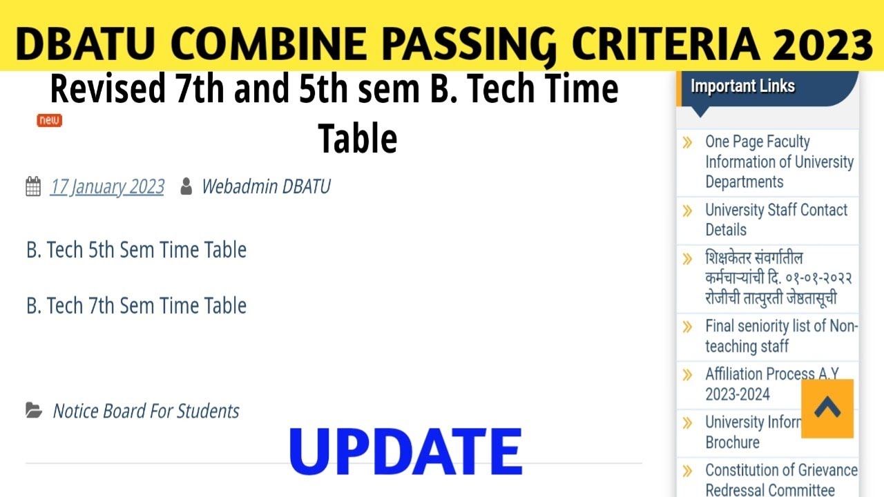 Dbatu University Exam Passing criteria New Update 2023 | Combine ...