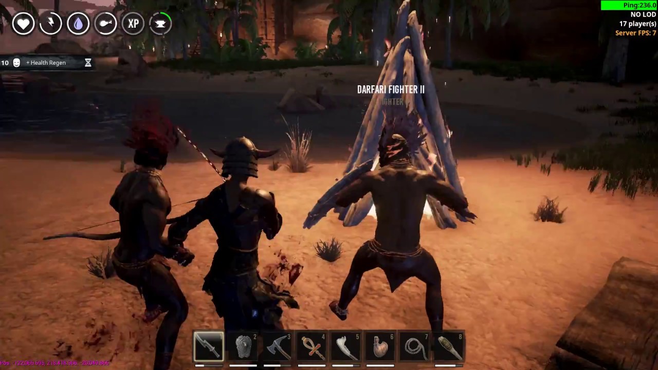 Conan Exiles Skulker's End Raid | Comb hair emote | Encounter with ...