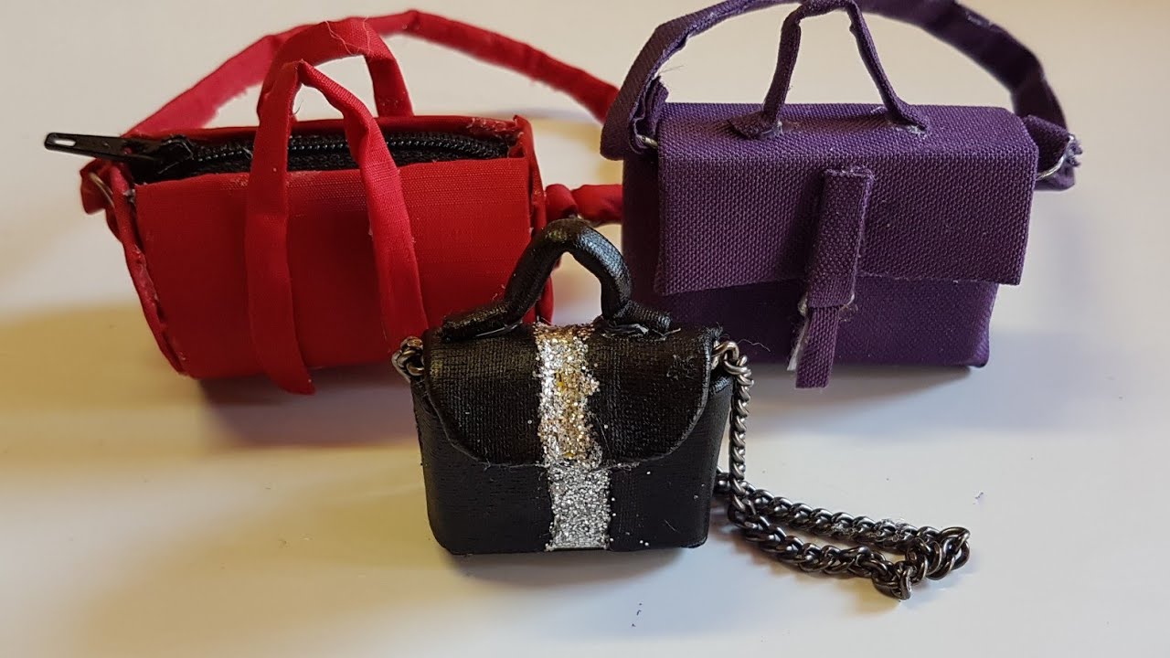 Miniature doll bags diy - YouTube