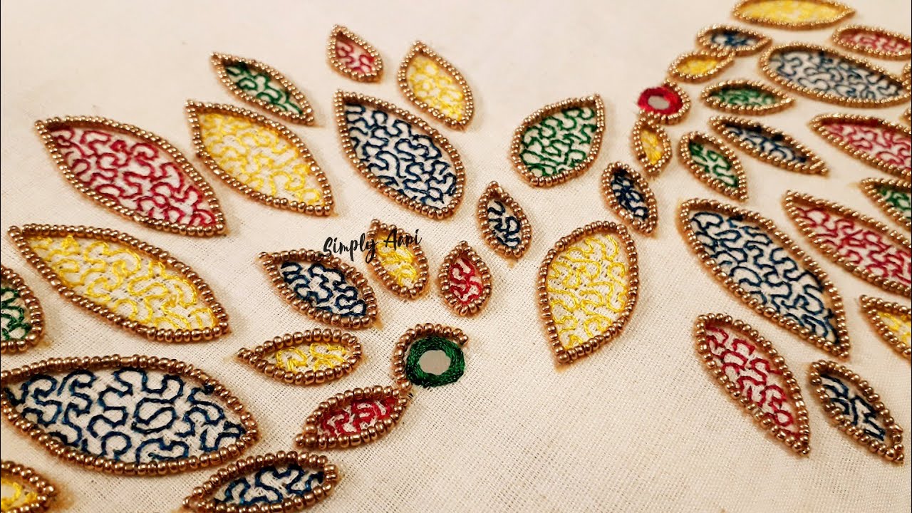 Aari Work Motif for Pavadai Sattai & Kurti | Simple and Beginner ...