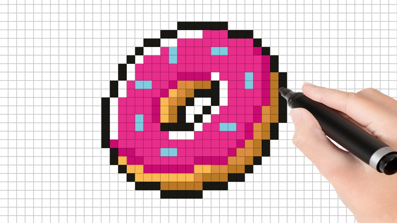 Cara menggambar Donat | Easy Pixel Art - YouTube