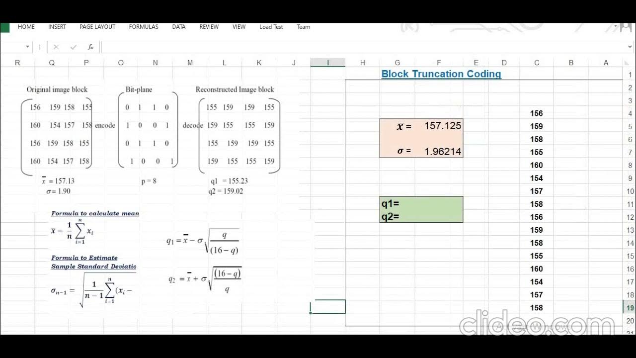 Block Truncation coding with Excel - YouTube