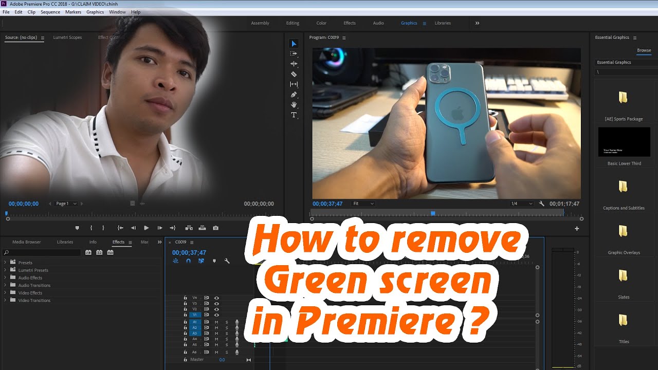 How to remove blue screen in Premiere | NEW Techniques in editing - YouTube