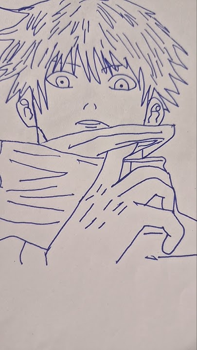 Drawing of gojo with pen - YouTube