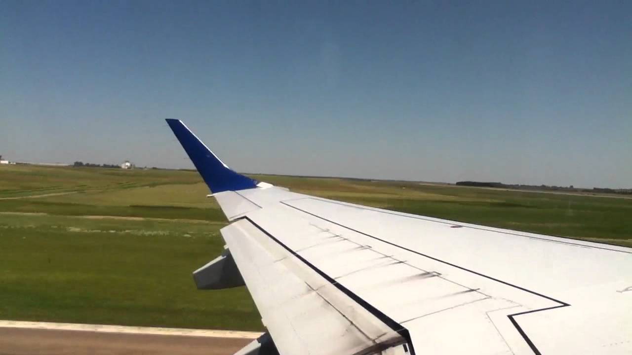 Frontier Airlines Embraer E190 takeoff from Bismarck International ...