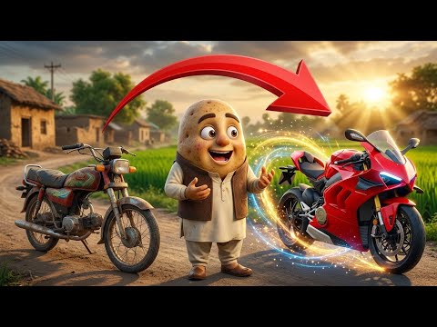 Aloo Ne Purani Bike Ko Sports Bike Bana Diya!😱 🥔🏍️ | Aloo Ki Qismat Badal Gayi | Vegetable Cartoons