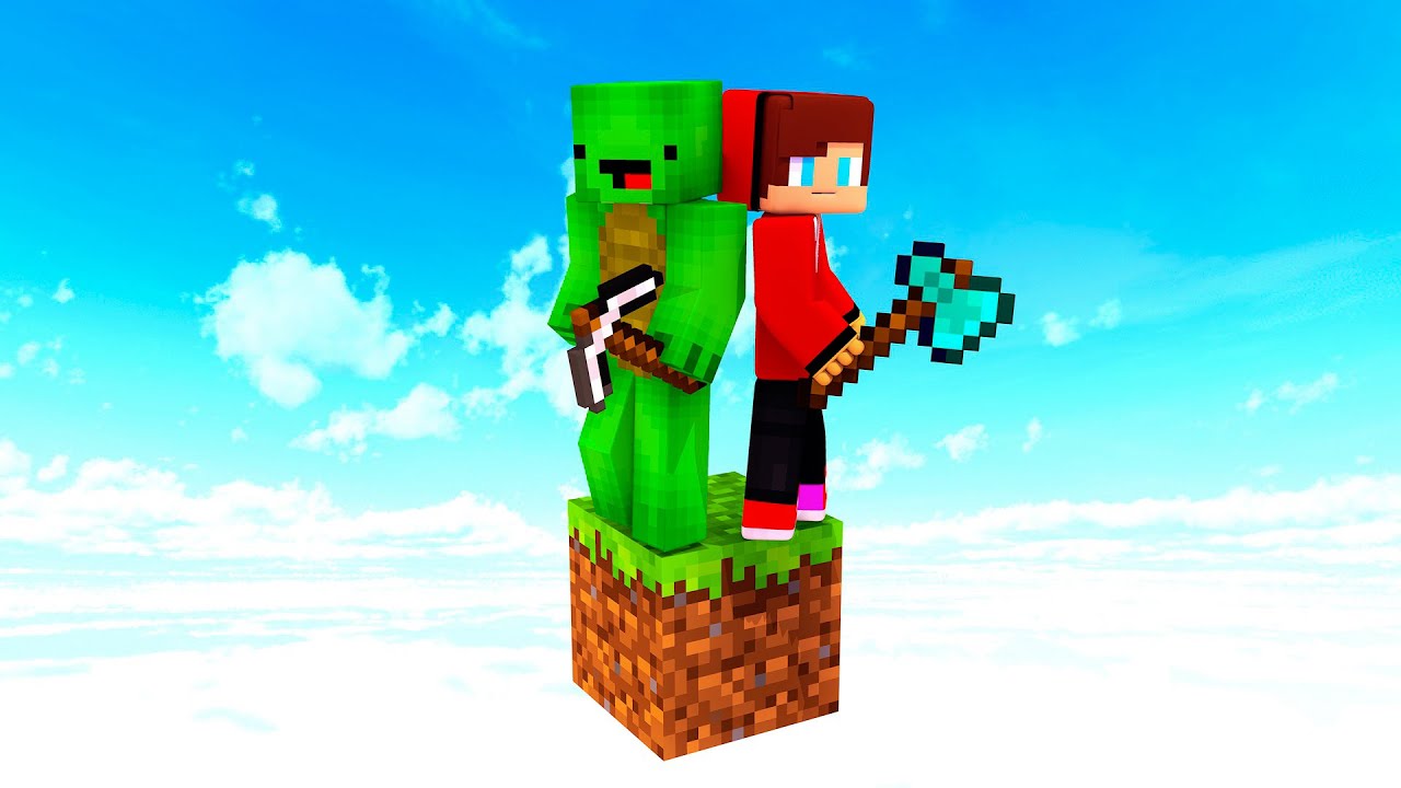 Mikey and JJ survive on the Skyblock in Minecraft - YouTube