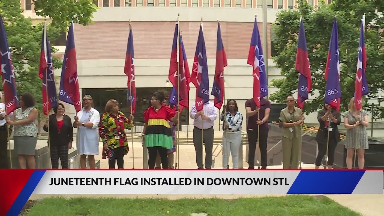 STL County installs Juneteenth flags in Clayton - YouTube