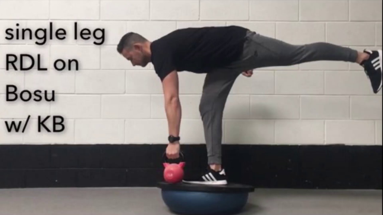 Single leg RDL on Bosu with kettlebell. Advanced movement to improve ...
