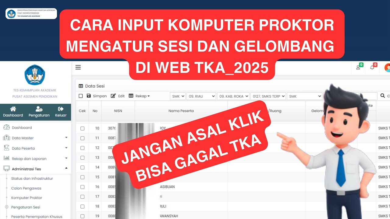 Cara Mengisi Komputer Proktor, Sesi, & Gelombang di Web TKA 2025 ...