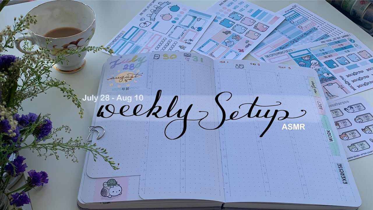 ASMR Journaling Weekly Setup July 28 - Aug 10 - YouTube