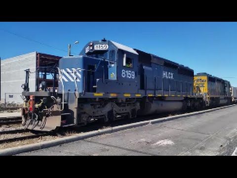 HLCX 8159 BLUE BIRD SD40-2 & 4013 SD40-3 Leads W871-16 W/A Beautiful RS3K & A Chase In Fay NC ...