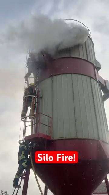 Wood Silo on Fire! - YouTube