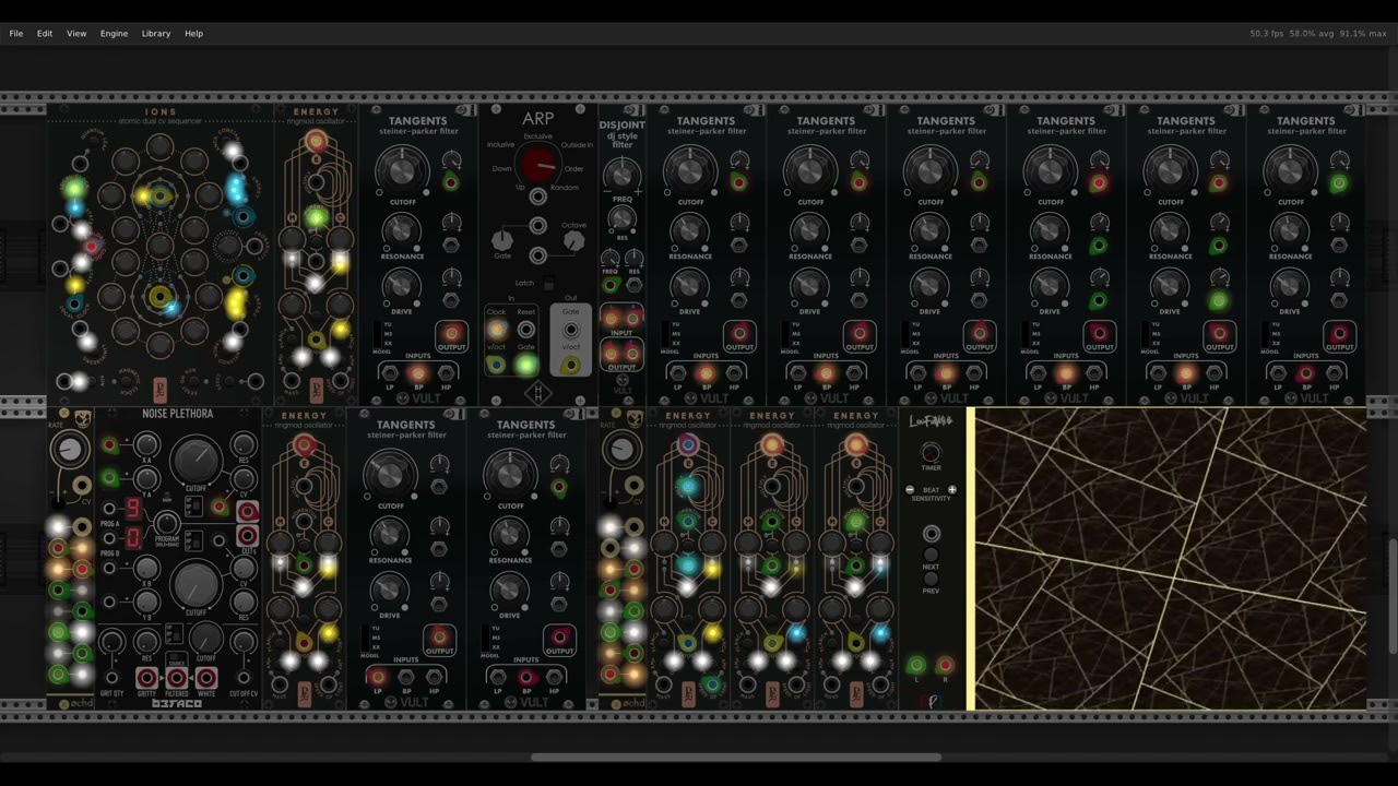 Generative patch full of band-pass filters - YouTube