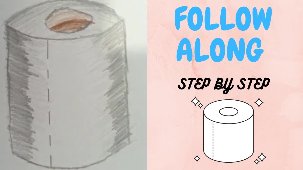How to Draw a Toilet Paper/ Tissue Roll Using a Pencil and Coloured ...