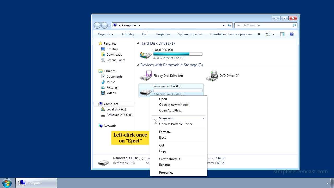 How to safely remove (eject) a device in Windows 7 - YouTube