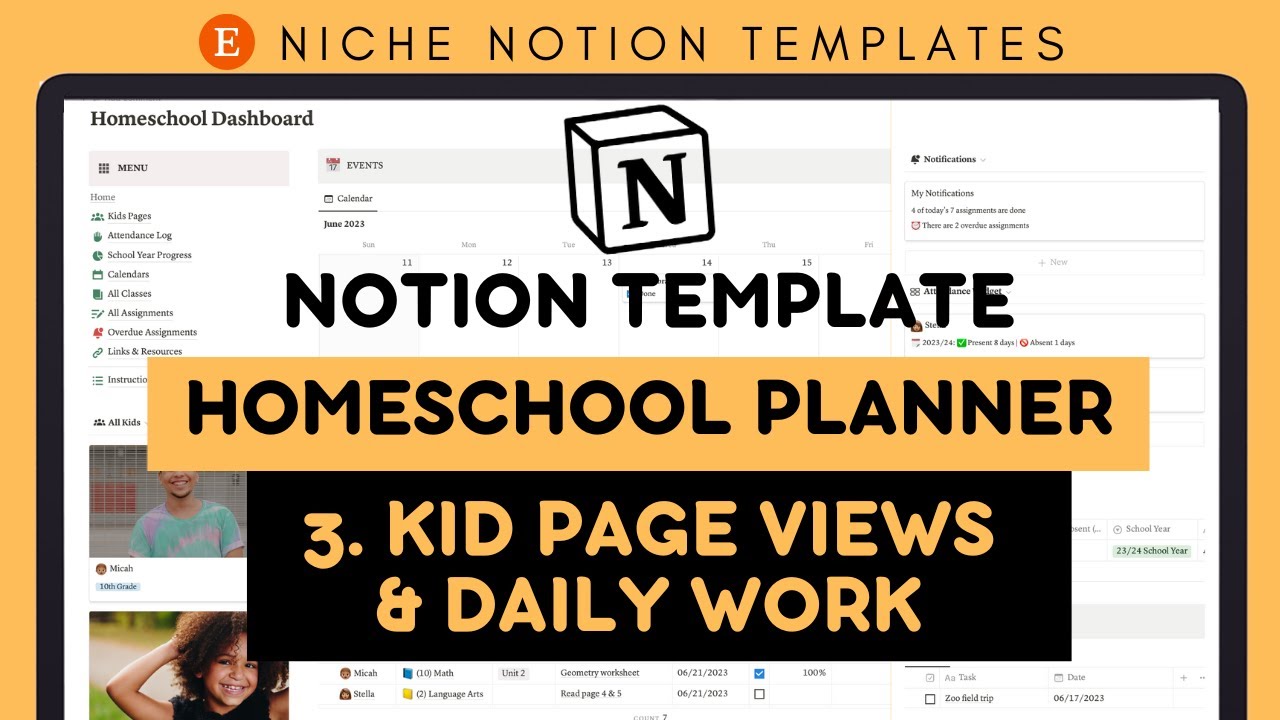 3 Notion Homeschool Template: Kid Page Views - YouTube