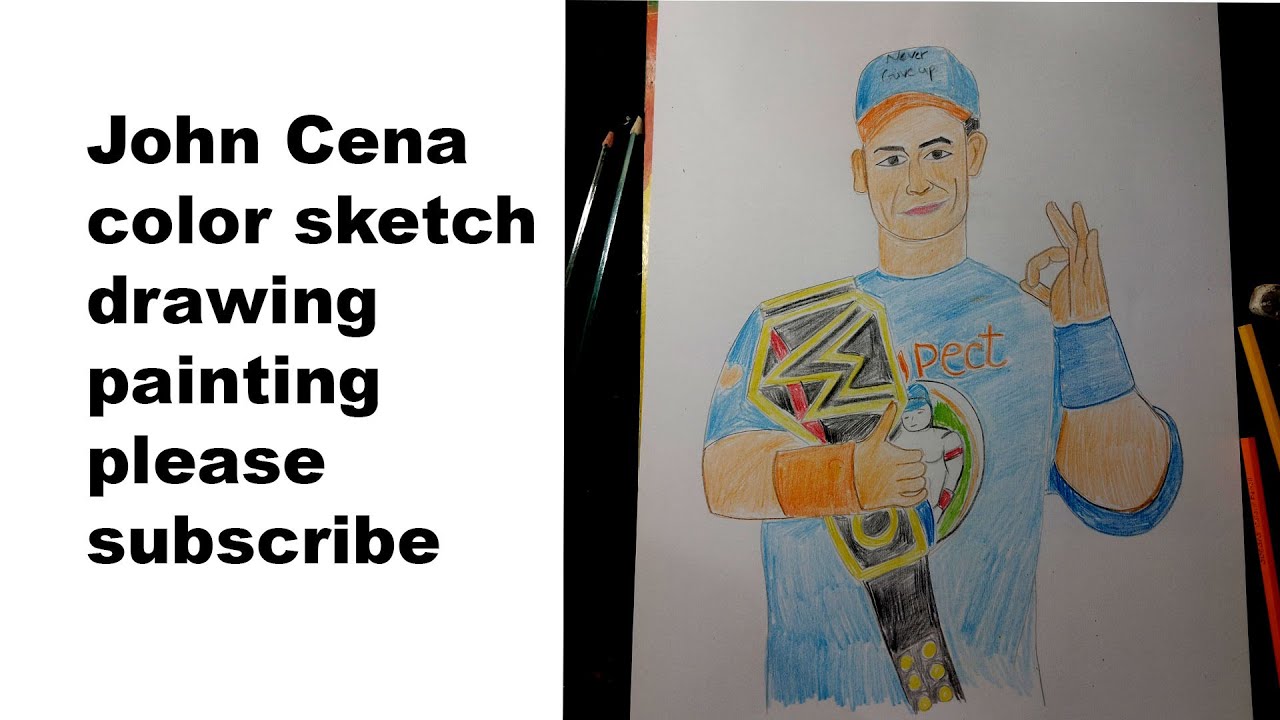 John cena color sketch /drawing/painting|| how to draw john cena - YouTube