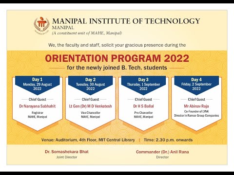 MIT Orientation Program 2022 – Day 3 - 1st September,2022 - YouTube