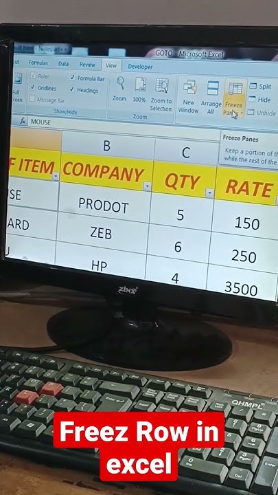 Freez row in excel#excel #shortvideo #exceltips #exceltutorial #shortsfeed #exceltricks #shorts ...